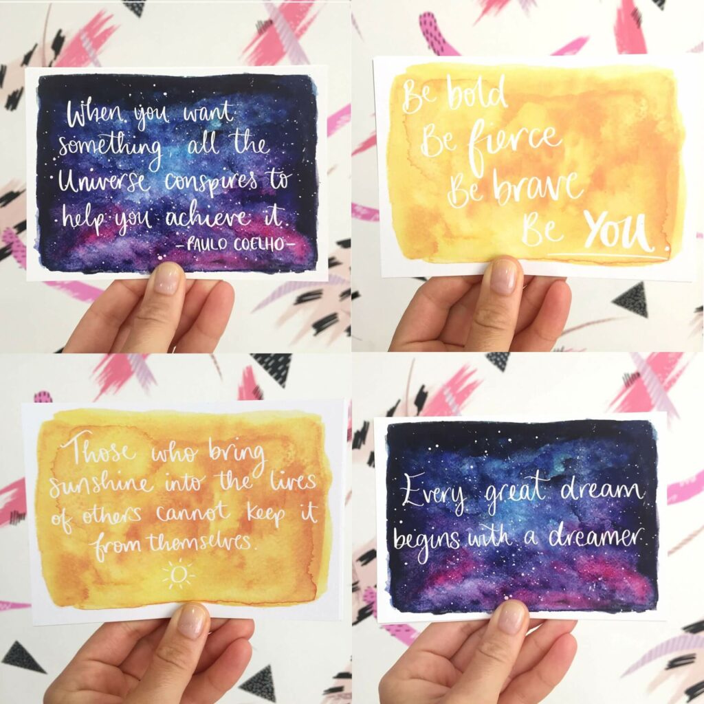 Pack of 4 Positive Postcards - Motivational Quotes - Sunshine for Breakfast